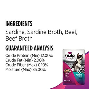 Nulo Freestyle Cat & Kitten Wet Cat Food Pouch, Premium All Natural Grain-Free Soft Cat Food Topper with Amino Acids for Heart Health and High Animal-Based Protein, 2.8 oz, 6 Count