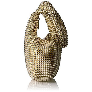 Jessica McClintock womens Staci Mesh Wristlet Pouch Evening Handbag, Light Gold, One Size US