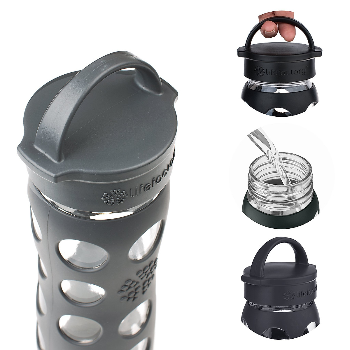 Glass Bottle Core 2.0 Onyx Black Lifefactory 12 oz Bottle