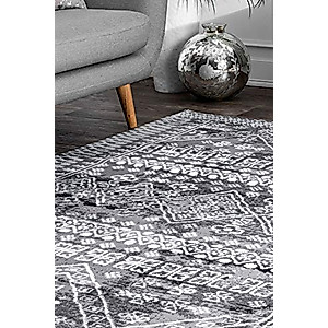 nuLOOM Frances Moroccan Area Rug, 4' x 6', Grey