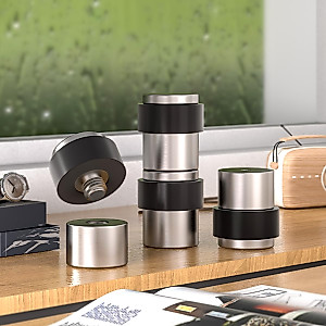 SANATO Nickel Cylindrical Floor Mounted Stainless Steel 304 Door Stop Door Stopper with Black Rubber, 4 Pack