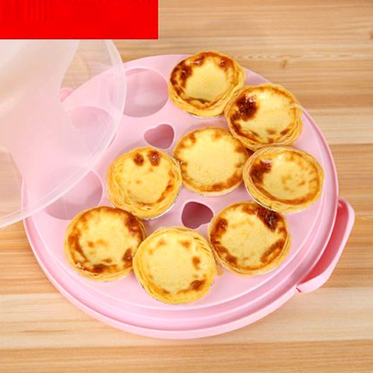 ZOAJU Plastic Cake Carrier with Handle and Removable Cupcake Holder Cake Container, Holds up to 11 Cupcakes for Transporting Pies, Cookies, Desserts(Pink)