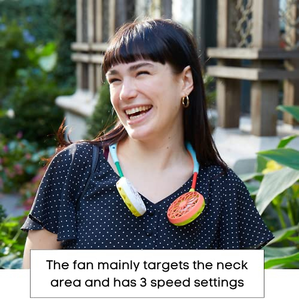 SPICE OF LIFE Portable Neck Fan - Hands-Free Wireless W Fan 2nd Edition - Rechargeable Battery, 2.5 to 7 Hour Life, 3 Speed Settings, Stimulating Breeze Helps Prevent Sleepiness While Driving