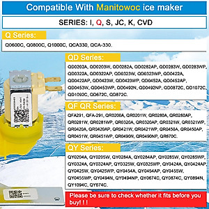 000009123 IH9123 33129026 water inlet valve assembly for manitowoc ice machines, 120V 60Hz 5W fits for I, IB, S, SD, JC, QR, SD and K Series ice machines parts