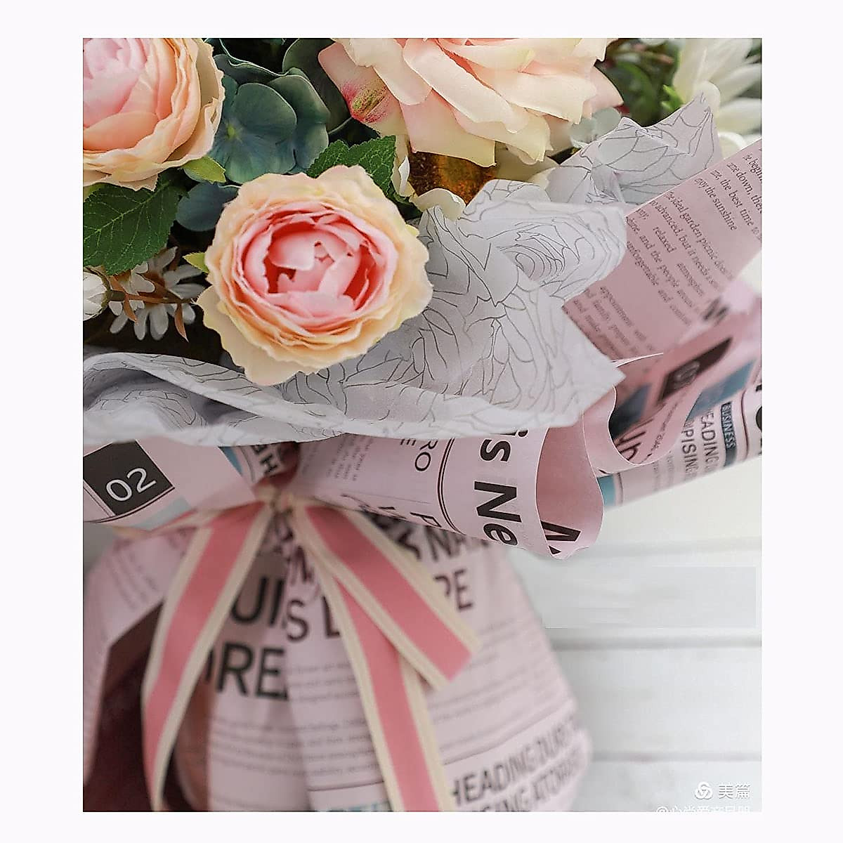 Flower Tissue Wrapping Paper Sheets Korean Bouquet Packaging Materials Rose Pattern Florist Supplies Shoes Clothes Cake Baking Packing Paper DIY Crafts 19.7x27.5 inches 28 Sheets (1 Gold Dust)