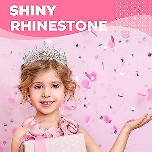 Papoopy Tiara Crown for Women, Headband Hair Accessories for Birthday Wedding Party Costume (Silver)