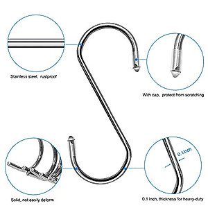 18 Pack S Shaped Hooks, Heavy Duty Stainless Steel S Hooks, Hangers Hanging Hooks for Hanging Pots and Pans,Towels,Clothes,Plants in Home Kitchen Bathroom Bedroom Garden, (2.8",3.5",4.3",Each 6 Pack)