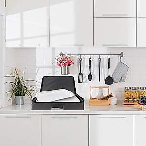 Kingshion Platter Storage Case, Hard Shell, China Storage Container for Moving,Dinnerware Storage Box w/Lid and Handles 18.1x14.4x3.9 in,5 Felt Dividers Included (Dark gray)