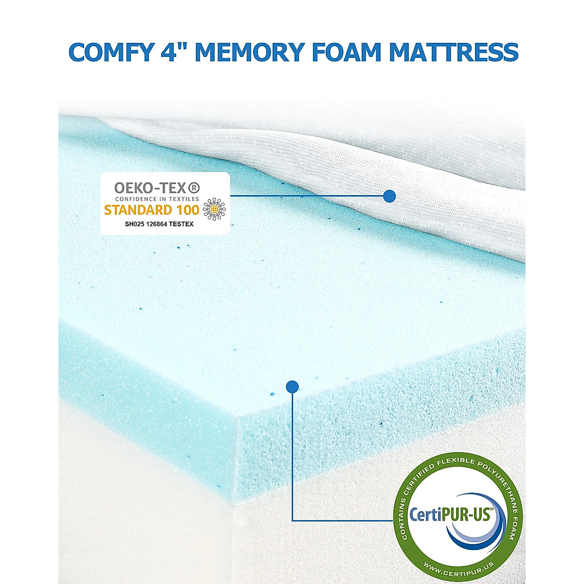 Ferlizer Folding Bed with Mattress for Adults, [Twin] Rollaway Bed with Mattress - 4" Memory Foam & Sturdy Metal Structure - 75" x 38", Black