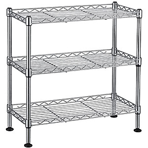 3-Tier Metal Steel Wire Shelf Organizer Unit Shelving for Cabinets, Bath, Kitchen, Countertop, Stackable Cabinet Shelf Kitchen Counter Rack Organizer Multipurpose Pantry Bedroom Bathroom Storage Racks
