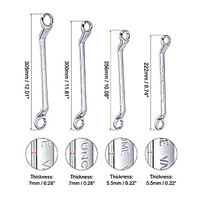 uxcell 45-Degree Offset Box End Wrench Set, 5.5-24mm Metric CR-V Steel with Rolling Pouch, 8-Piece