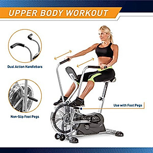 Marcy Exercise Upright Fan Bike for Cardio Training and Workout AIR-1 , black, 48.0' L x 25.0' W x 48.0' H