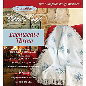 Charles Craft Evenweave Throw 16 Count 32"X44"-White