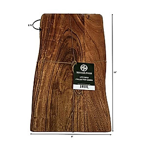 Mountain Woods Brown Mountain Woods Hand Crafted Live Edge Acacia Cutting Board | Serving Tray | Butcher Block | Wood Chopping Board | Carving Meat, Vegetables, Fruits - 15" x 9" x 0.75"