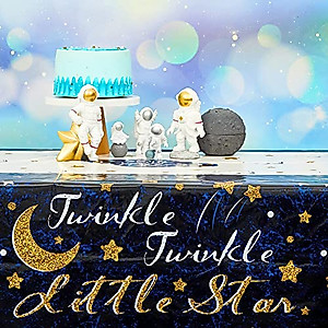 Juexica Twinkle Twinkle Little Star Decoration Tablecover for Baby Shower Boy Gender Reveal Party Supplies(2 Pack), Gold, Blue, White