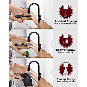 Darnok 79722MB Colin Black Kitchen Faucet with Pull Down Sprayer, 16-inch High-arc Magnetic Docking Kitchen Sink Faucet, Matte Black