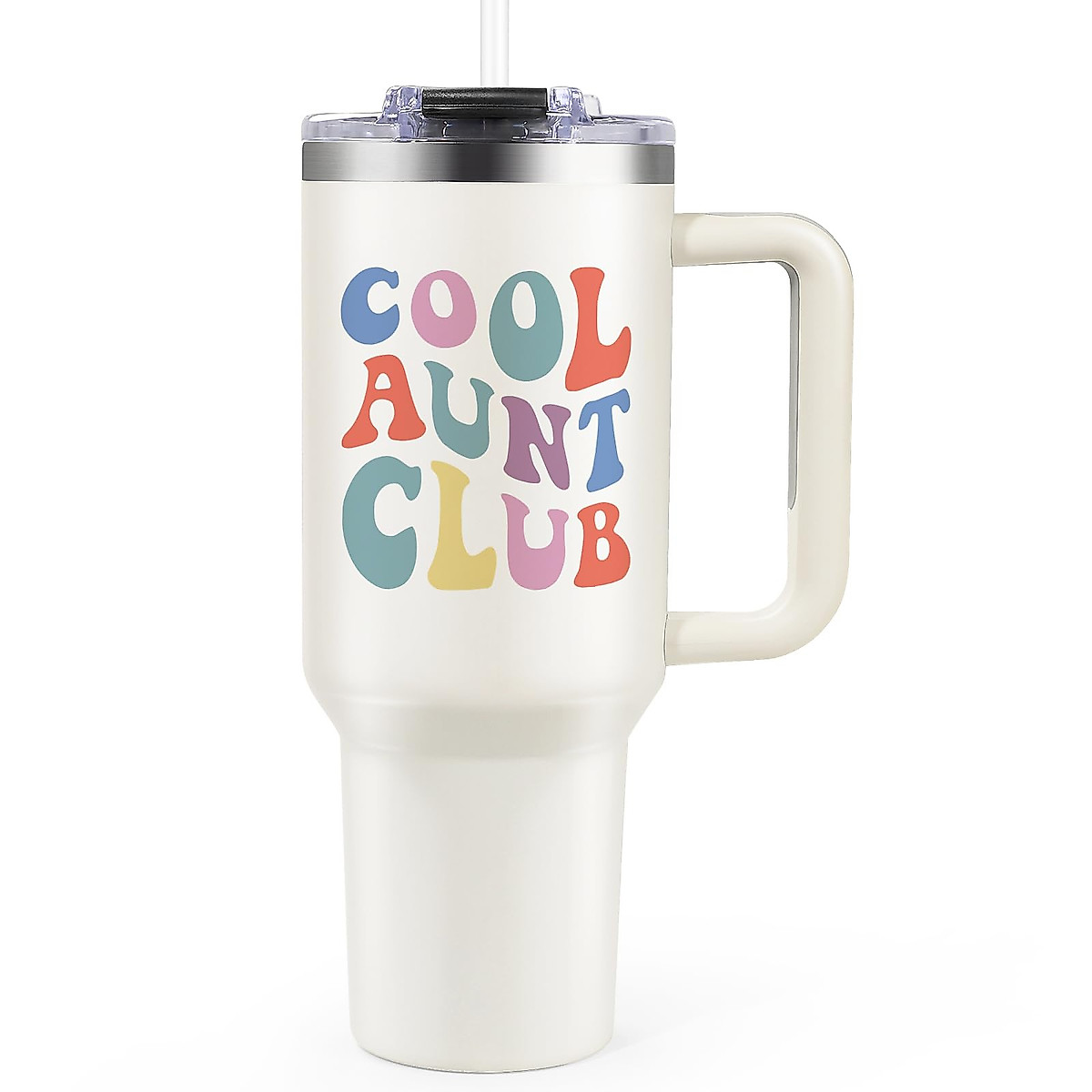 Auntie Gift Ideas, Aunt Gifts from Niece, Nephew - Cool Aunt Gift for Aunt to Be, Auntie, New Aunt, Promoted to Aunt Gifts - Birthday, Mothers Day, Christmas Gift for Aunt - 40oz Tumbler W Lid Straw