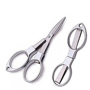 Allpdesky 2 Pieces Stainless Steel Scissors Anti-Rust Folding Scissors Glasses-Shaped Mini Shear for Home and Travel Use