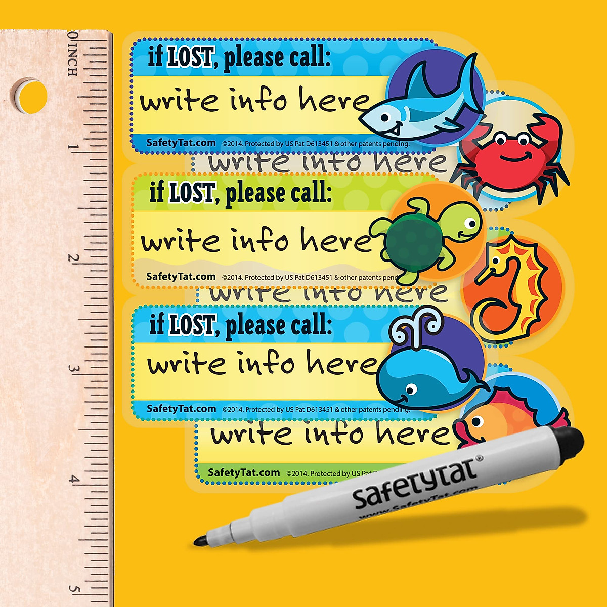 Quick Stick Write-on! Child ID Tattoos NEW (Beach 6pk.)