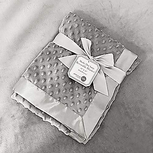 American Baby Company Heavenly Soft Chenille Receiving Blanket, 2-Layer Design with Minky Dot & Silky Satin, Gray, 30" x 40" for Boys and Girls