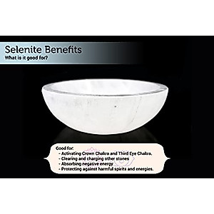 Selenite Crystal Bowls for Smudging, Healing, Recharging Crystals | Pure Selenite Smudge Bowl & Crystal Charging Station Ethically Sourced in Morocco (6 Inch (Pack of 1))