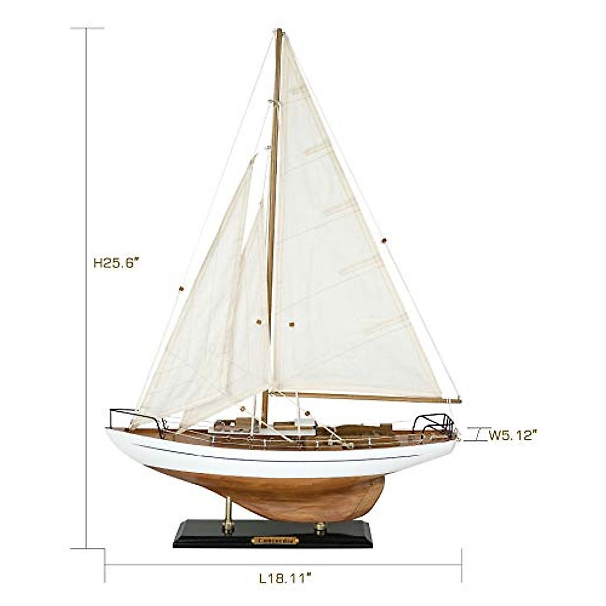 SAILINGSTORY Wooden Sailboat Model Decor Boat Model Ship Sailboat Decor Yacht Model Concordia Antique Finish Ivory
