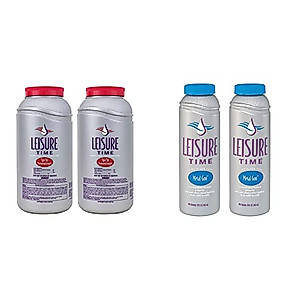 Leisure Time E5-02 Spa 56 Chlorinating Granules for Spas and Hot Tubs, 5-Pounds, 2-Pack & D-02 Gon Hot Tub Metal Remover, 2-Pack
