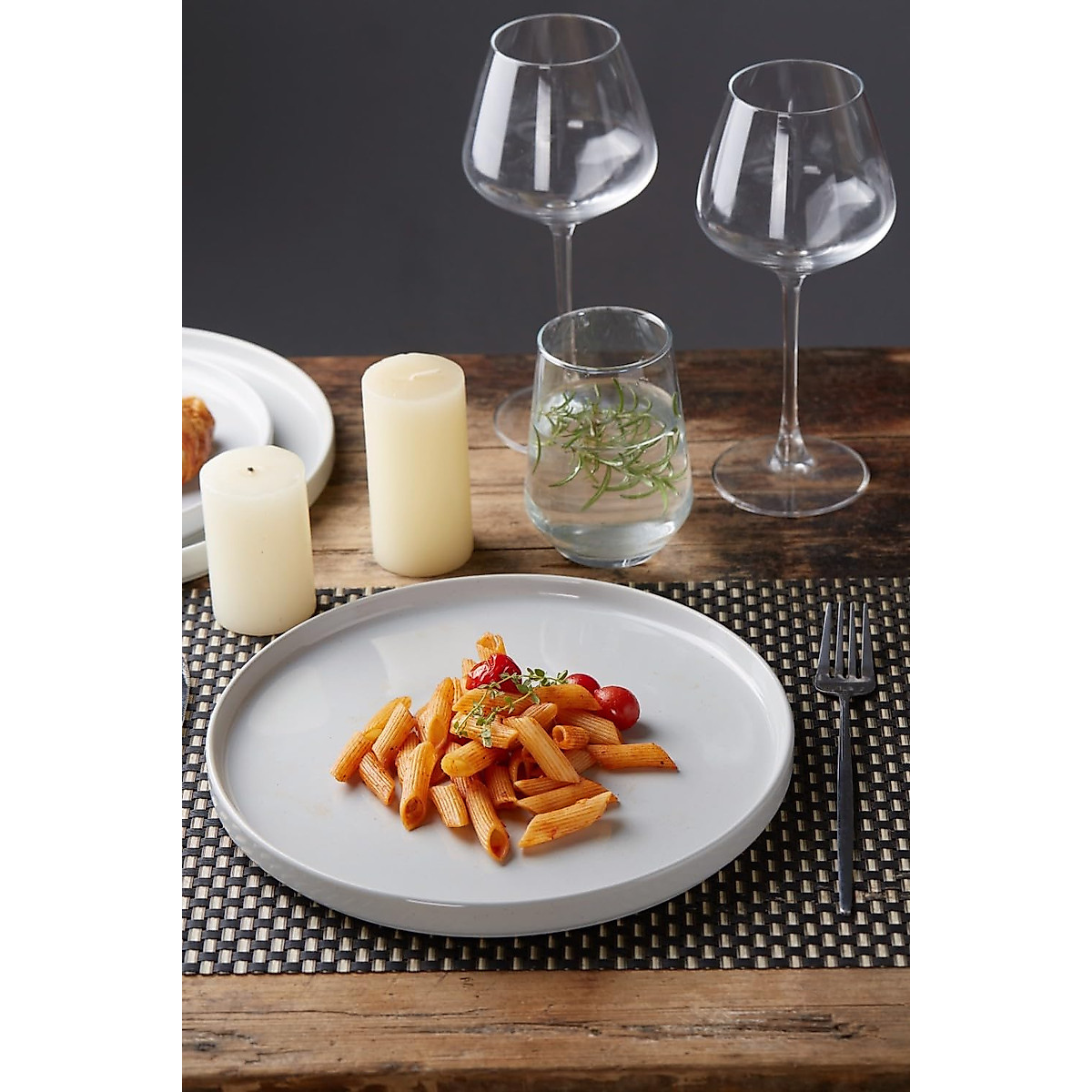 famiware Nebula 6 Pieces Dinner Plates, 10.2" Plates Set, Scratch Resistant, Stoneware Dinnerware, Kitchen Modern Rustic Dishes, Light Gray