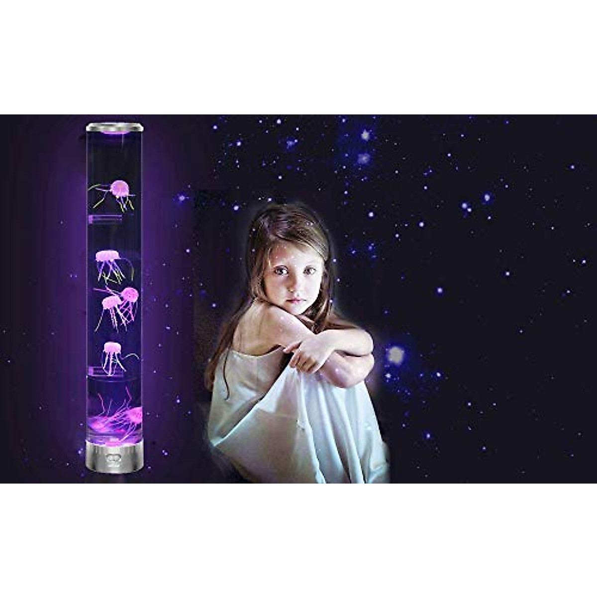 Lightahead LED Jellyfish Aqua Mood Lamp with 5 Color Changing Light Effects .The Ultimate Extra Large Sensory Synthetic Jelly Fish Tank Aquarium Mood Lamp. Ideal Gift (Extra Large)