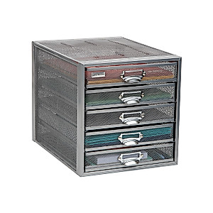 Mind Reader File Storage Drawers, Desk Organizer, Multi-Purpose, Crafts, Office, Metal Mesh, 11"L x 14"W x 11"H, Silver