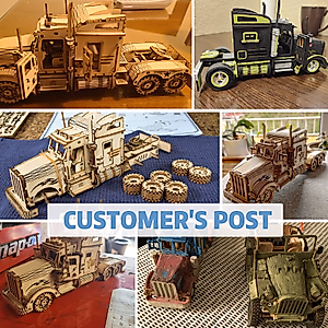 rowood Model Car Kit to Build,3D Wooden Puzzle, Scale Mechanical Vehicle Model Building Kits, Best Toys Gift for Adults & Teens - Heavy Truck