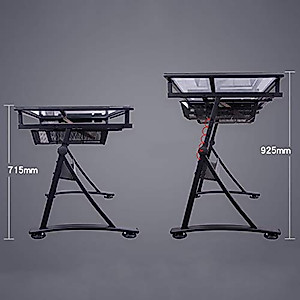 EESHHA Drawing Table Drafting Table with Storage, Height Adjustable Tiltable Art Desk, Glass Panel Drawing Desk, for Work Study Painting Craft Table