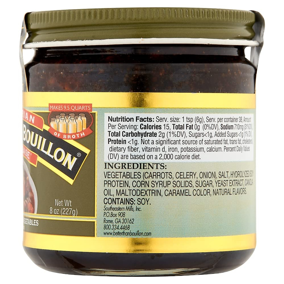 Better Than Bouillon Vegetarian No Beef Base, Made with Seasoned Vegetables, Certified Vegan, Makes 9.5 Quarts of Broth, 38 Servings 8 Ounce (Pack of 1)