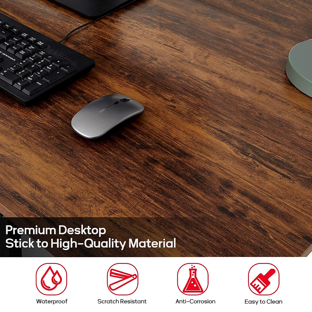 Gome Home Office Computer Desk with Shelves - 47 Inch Large Writing Study Desk with Storage Bookshelf, Modern Simple PC Desk for Small Space, Industrial Work Wood Desk Easy Assemble