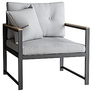 Edenbrook Cliffside Metal Patio Furniture - Mix and Match Chair Outdoor Furniture Pieces, Metal Chair with Cushions