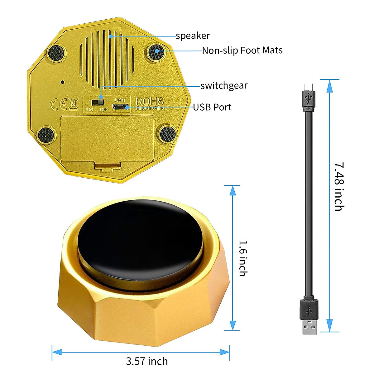 RIBOSY USB Sound Button - Make Your Own Button by Uploading Audio Files - Support 100+ Recordings - Top Recordable Quality Playback (USB Cable Included)