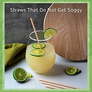 Ibambo 250 Pack Disposable Bamboo Powder Straws - 7.88" Compostable Single Wrapped Drinking Straws | Durable Disposable Straws for Hot & Cold Drinks | Biodegradable Straws for Commercial or Home Use