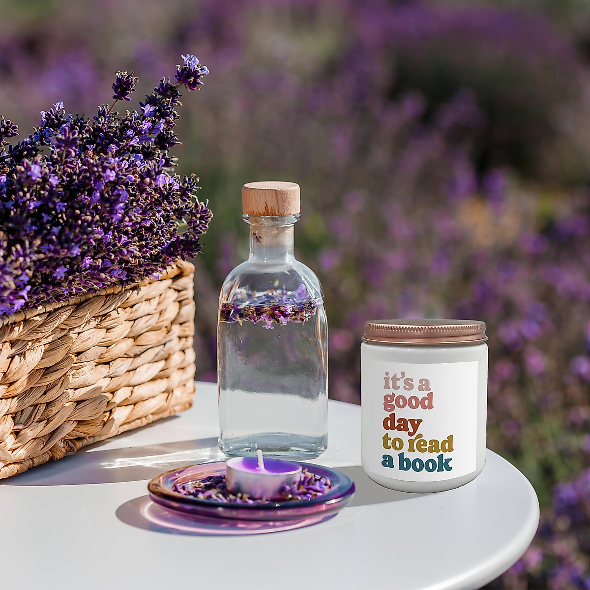 Qvapt Lavender Candle - Eco-Friendly Soy Wax, 8 oz Jar, 40 Hours Burn Time, Gift for Book Lovers, Relaxation & Aromatherapy