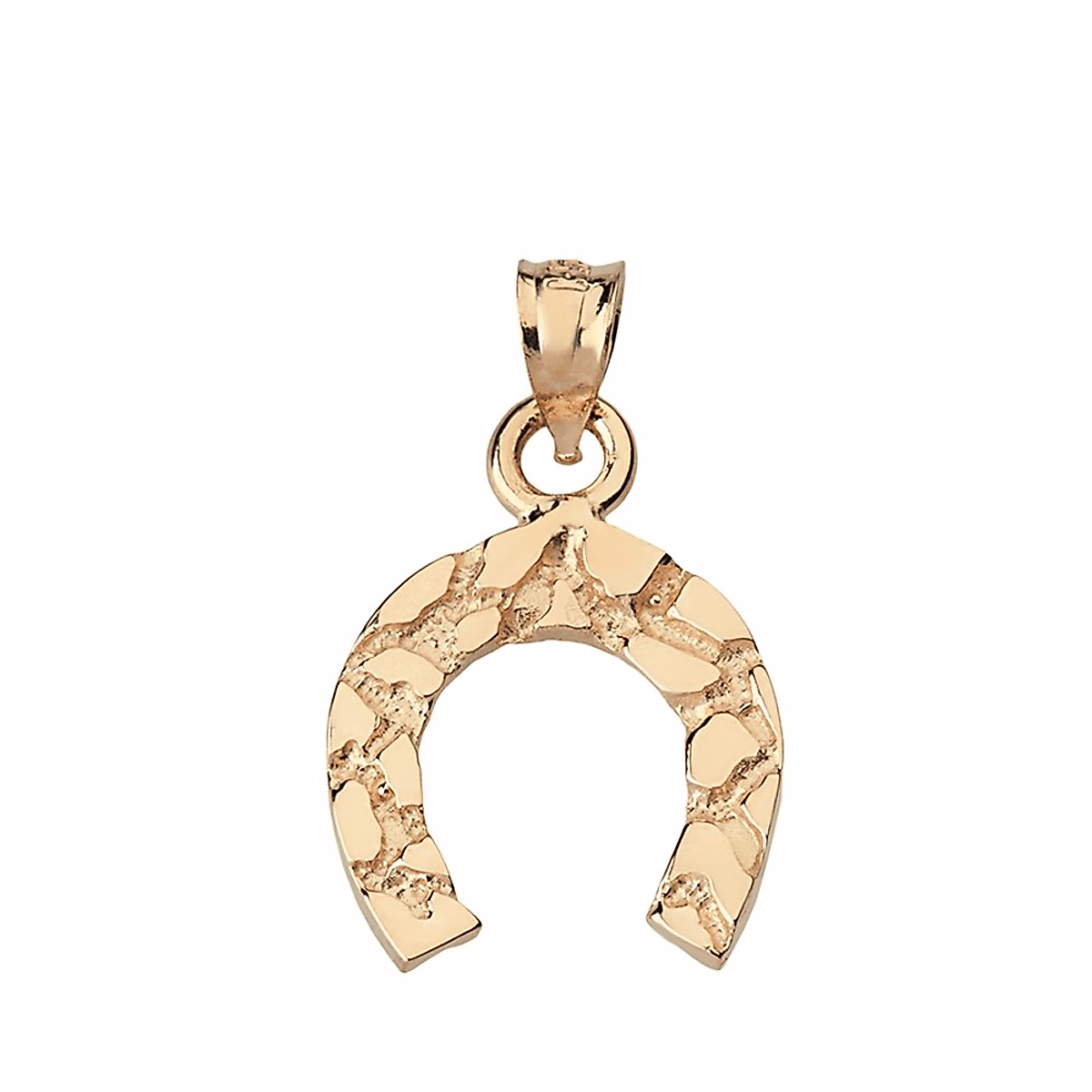 Lucky Nugget Horseshoe Charm Pendant (10k Yellow-Gold)
