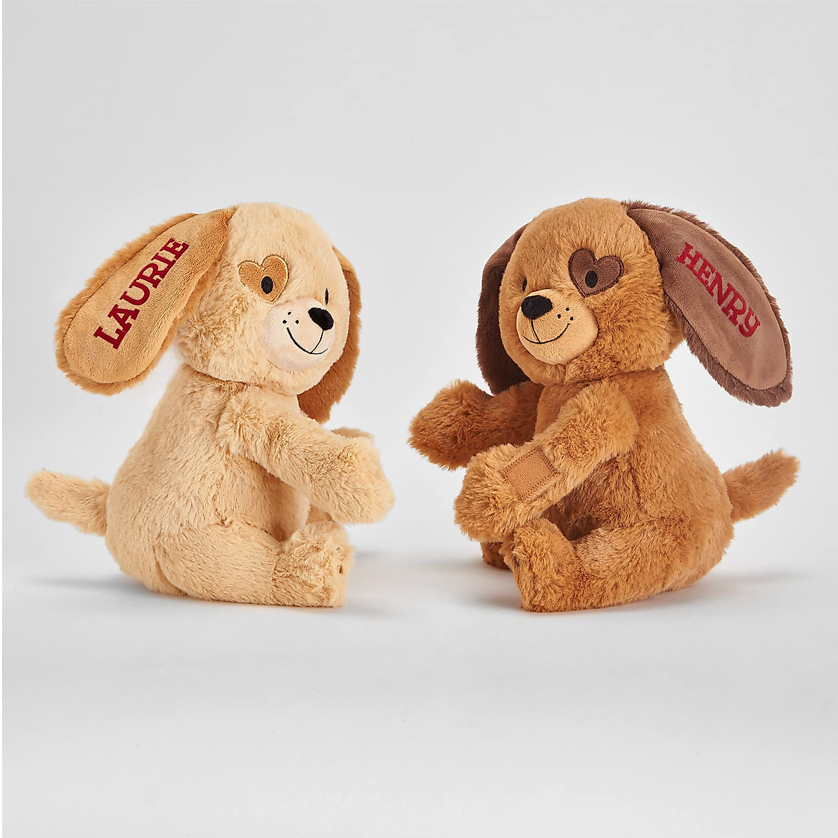 Let's Make Memories Personalized Hugging Plush Puppies - Valentines Day - for Couples - for Him - for Her - Amor - Te Amo - Puppy Love - Dog Stuffed Animal