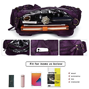 Angel Barcelo Roomy Fashion Hobo Womens Handbags Ladies Purse Satchel Shoulder Bags Tote Washed Leather Bag (Fashion Purple)