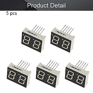 Othmro 5pcs Common Cathode LED Display Digital Tube 2 Bit 7 Segment Black 10Pin with a Good Uniform Light Output