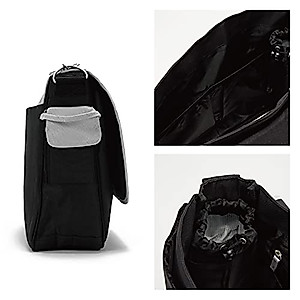 Bellotte Heavy-Duty Messenger Diaper Bag with Changing Pad, Large Capacity Messenger Diaper Bag with Stroller Straps (Grey)