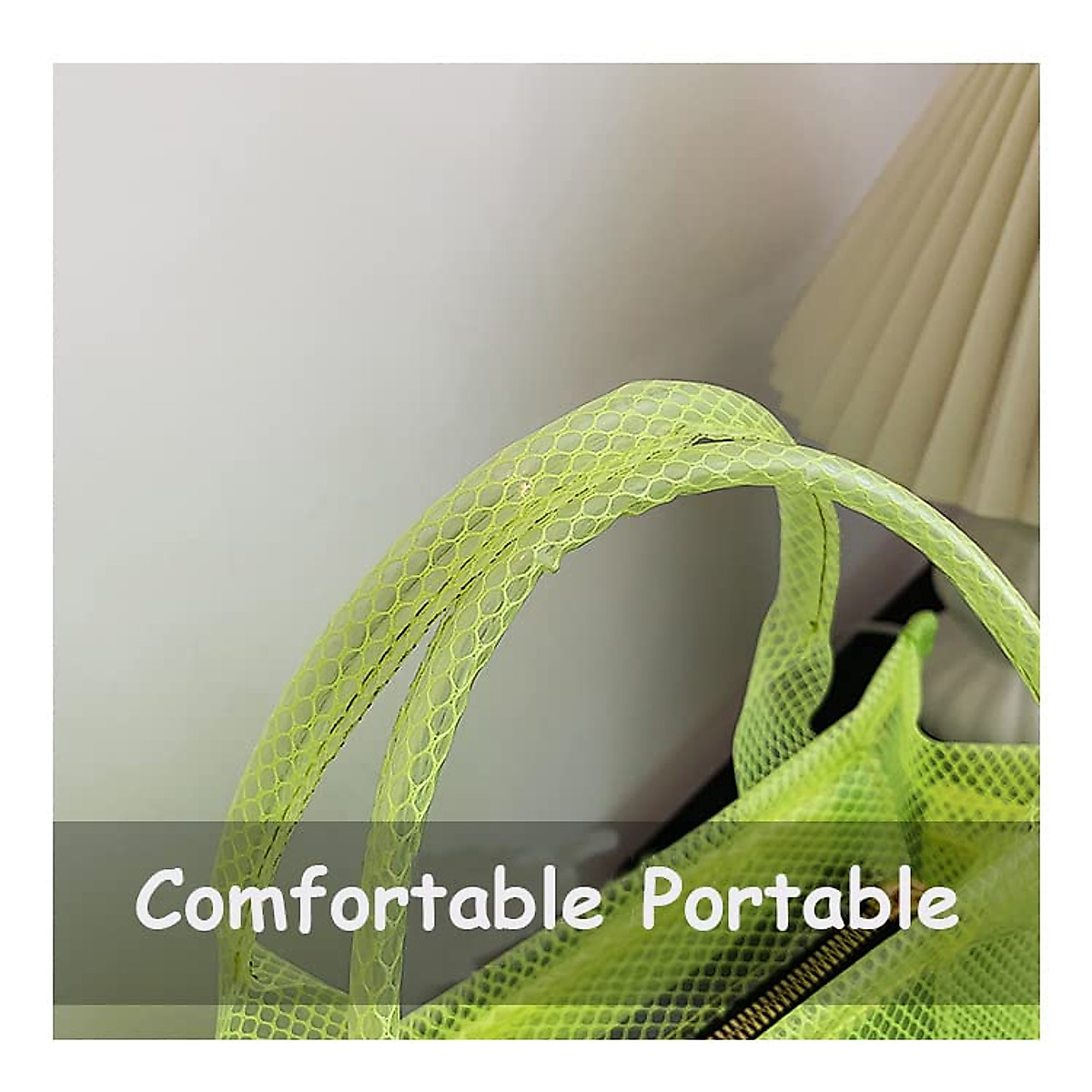 knzdvoy Mesh Tote Bag for Women, Large Satchel Tote Bag for Summer Beach Bags Fashion Clear Tote Bag Messenger Bag (10.6'' L X 8.3'' H X 4.1'' T,black)