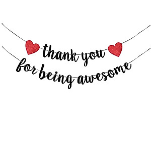 TENNYCHAOR Thank You for Being Awesome Banner, for We Will Miss You Banner,Birthday,Graduation,Retirement Farewell Going Away Party Decorations.(black)