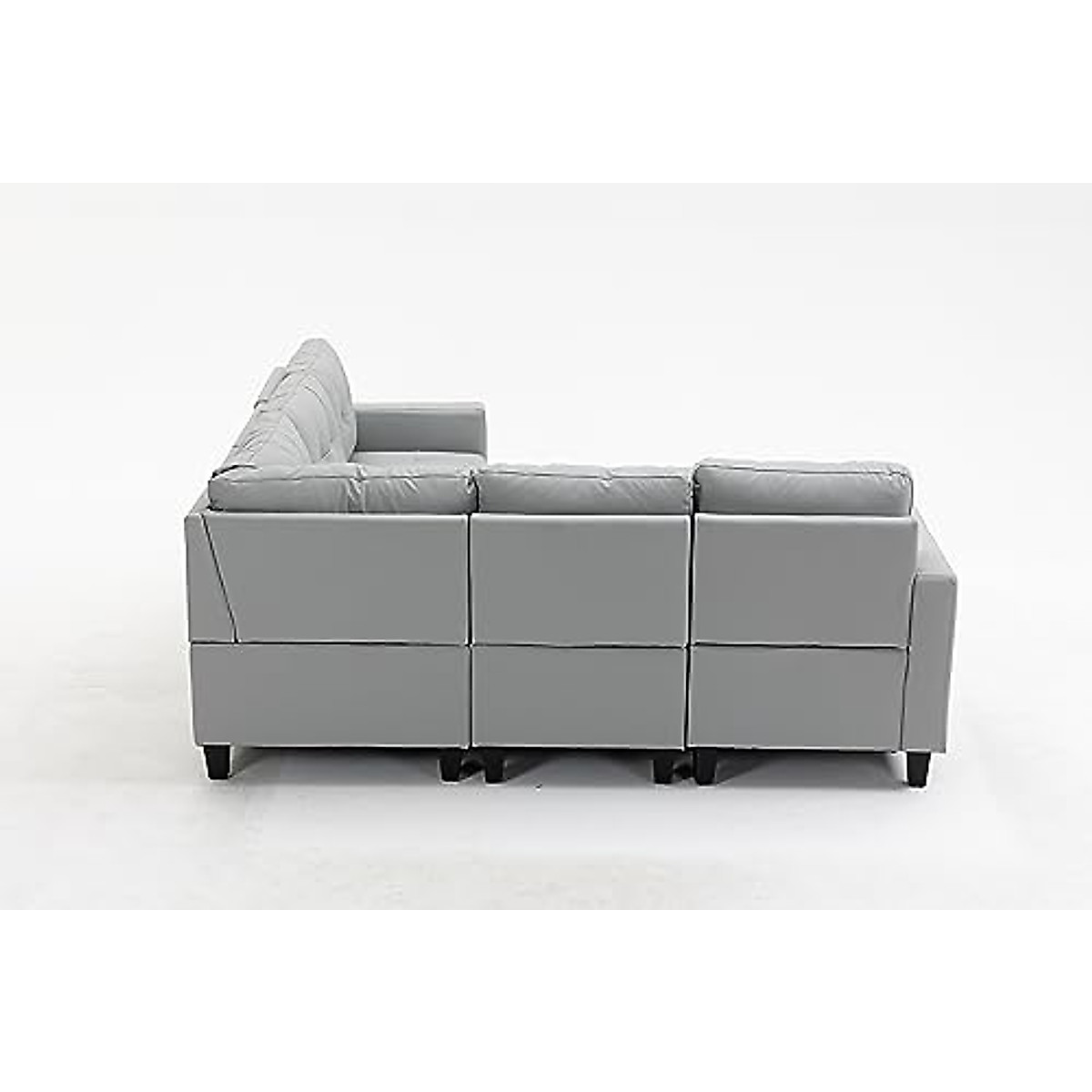 ERYE L-Shaped 5 Seaters Free Combined Couch for Home Apartment Office Living Room Set, Modular Corner Sectional Sofa with Cushions and Storage Ottoman,Easy to Assemble & Save Space, Gray PU