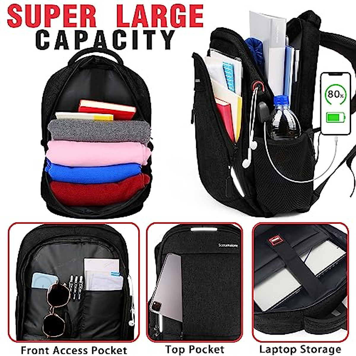 Scotamalone Backpack for School Travel Laptop men women, Business hiking school college computer Bag