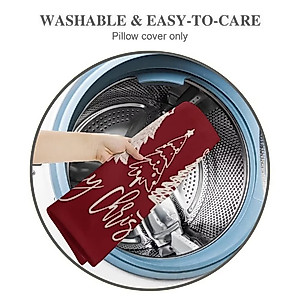 Merry Christmas Body Pillow Cover Winter Holiday Christmas Tree Long Pillowcase with Zipper Decorative Soft Cushion Covers Farmhouse Bedding Pillow Cases for Couch,Sofa,Bedroom,Home Gifts 20"x54",Red