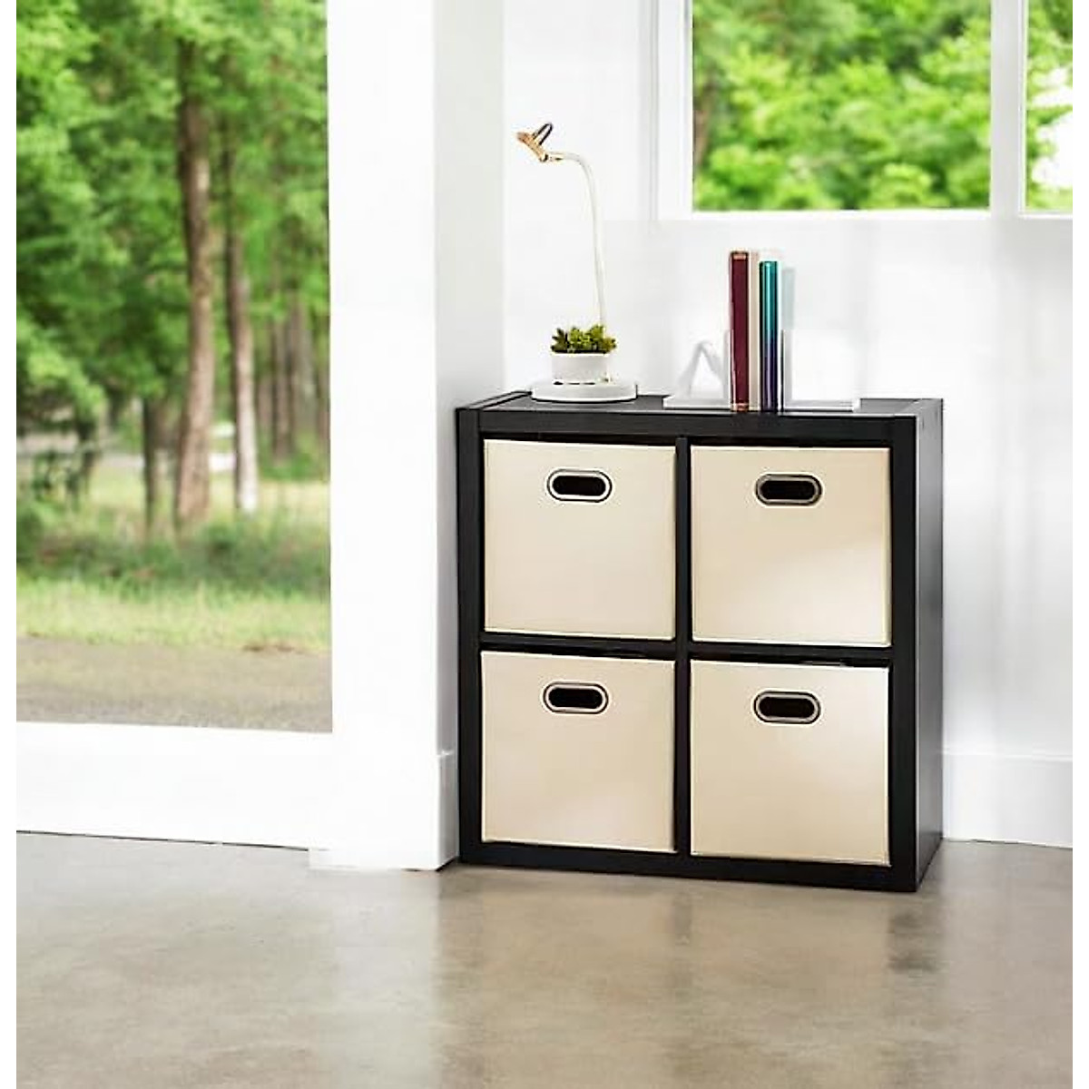 4 Cube Storage Organizer, Black and Beige (1 PK)