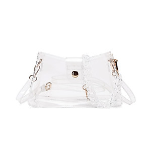LAM GALLERY Women's PVC Clear Purse See Through Designs Chain Handbag for Working Sports Stadium Approved Clear Bag- Resin Chain